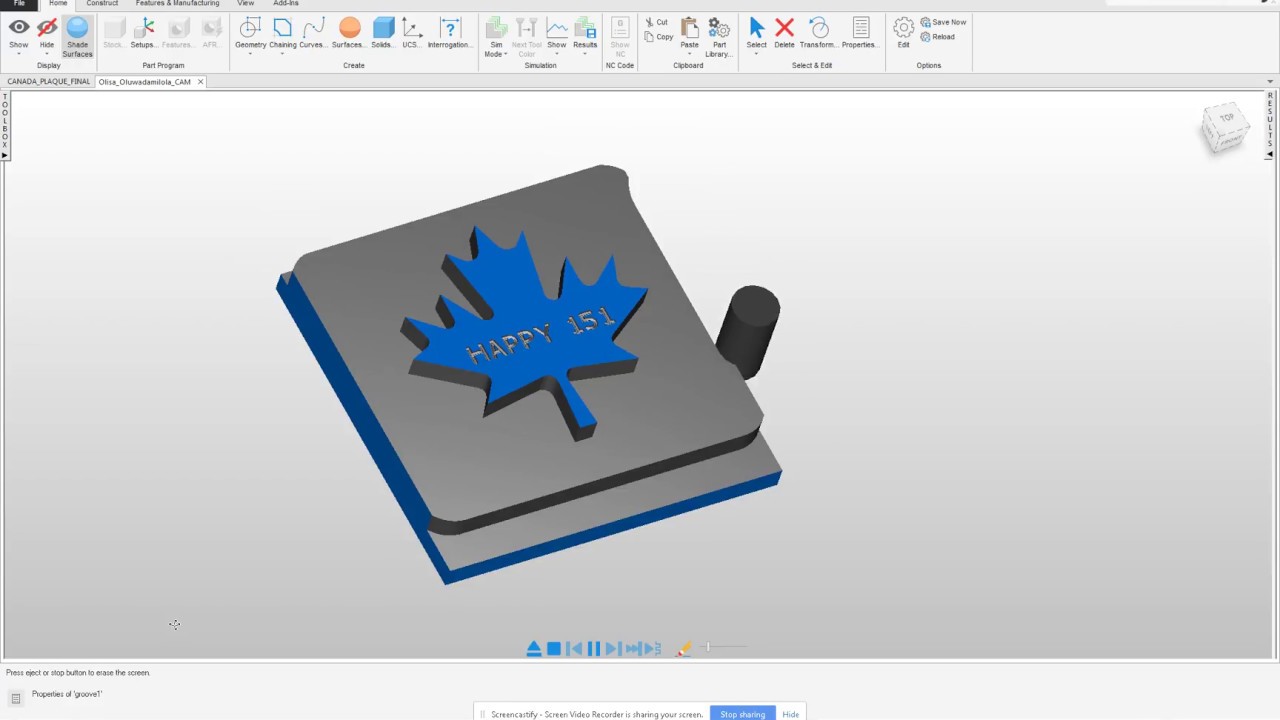 Canada maple leaf plaque logo using Autodesk FeatureCAM. #CAD #CAM ...