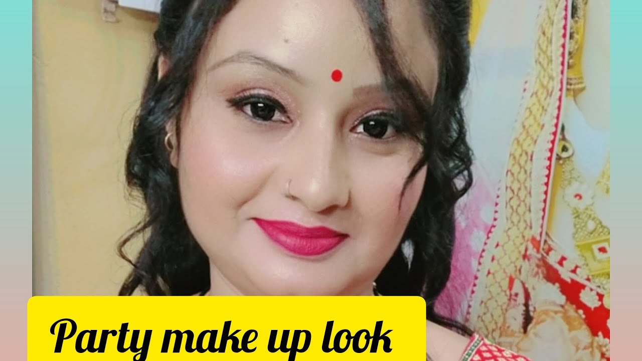 party look in very easy tutorial with contour flowless makeup/ for beginners/step by step - YouTube