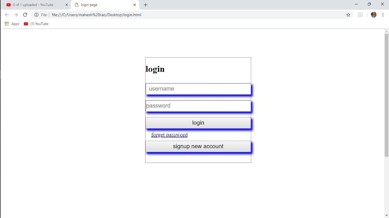 login page using HTML and CSS - YouTube
