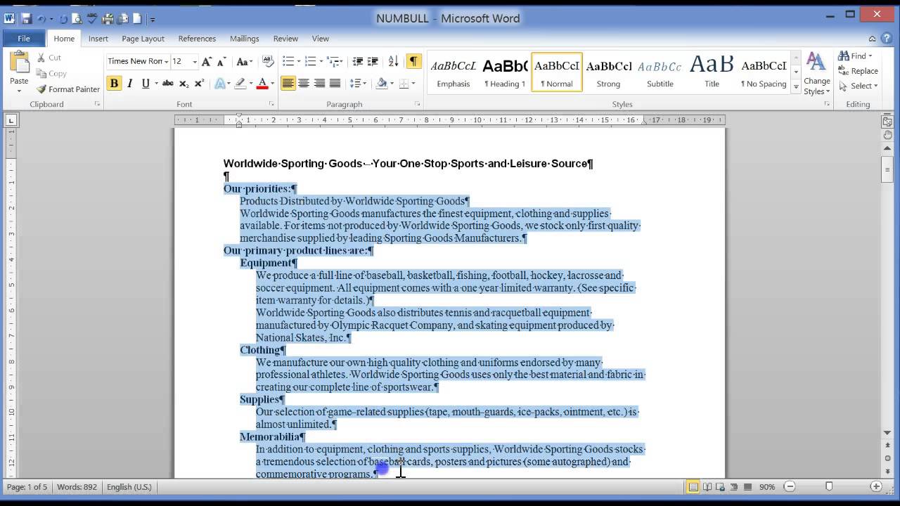 CAT 11 MS Word 2010 - 10 Outline Numbering & Multilevel Lists - YouTube