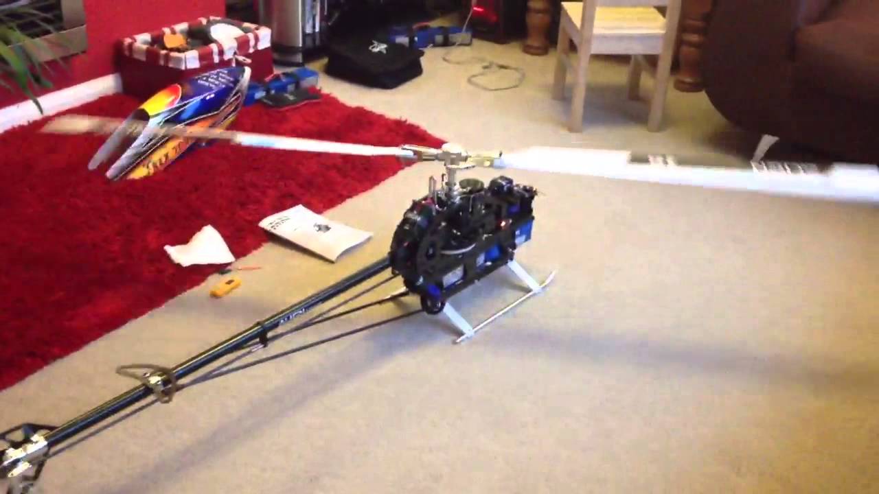Trex 700 dfc hv first spool up - YouTube
