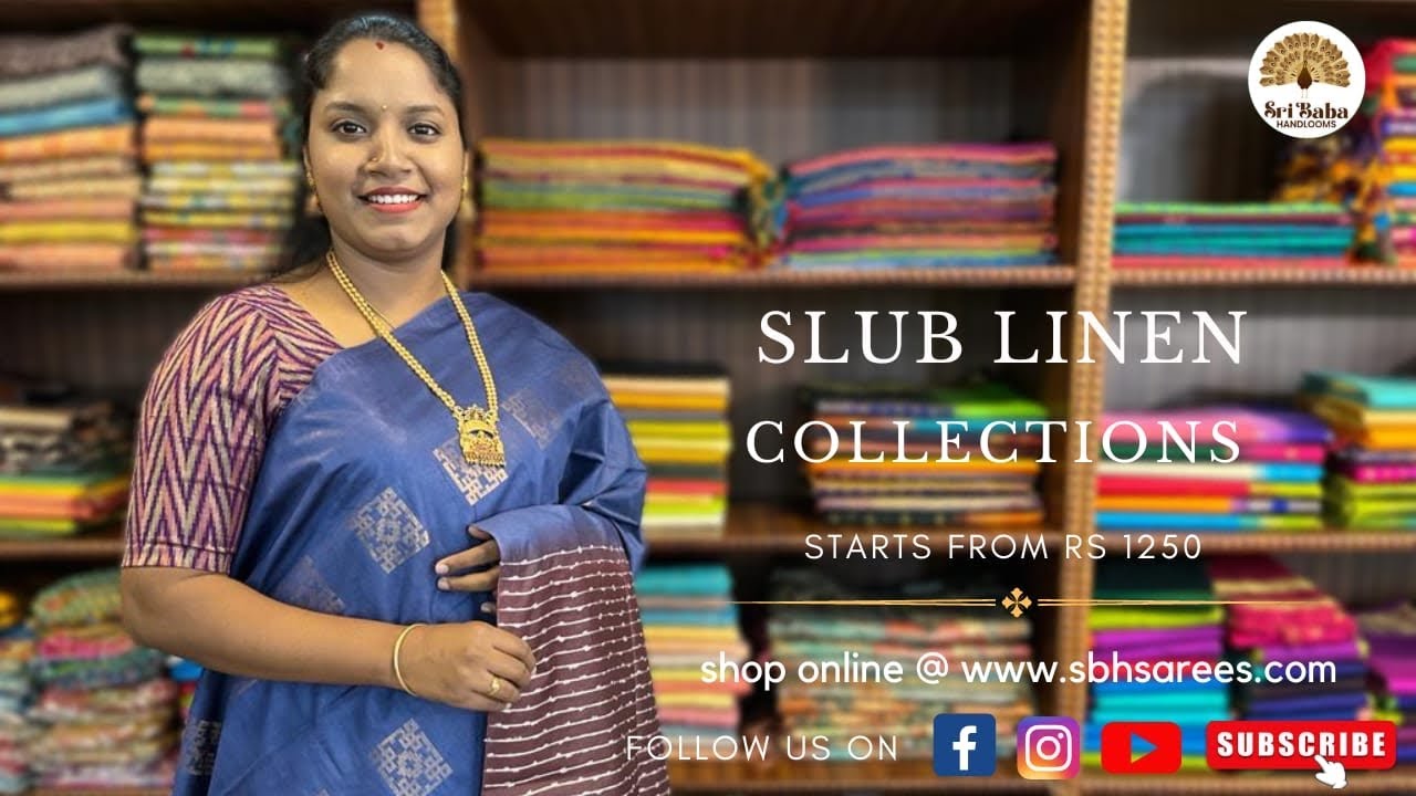 Summer Spl Slub Linen Saree Collections - YouTube