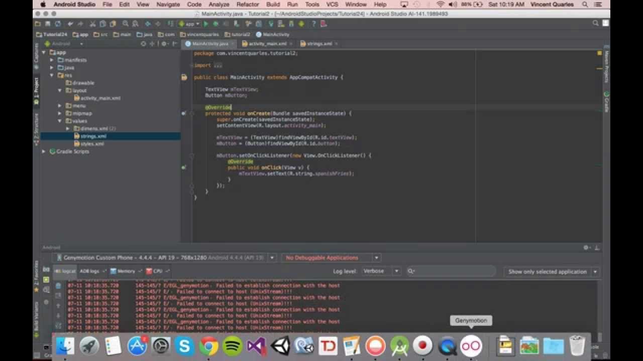 Android Beginner Tutorial 2 - Strings xml - YouTube