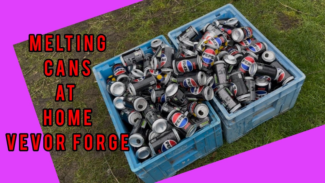 melting aluminium cans at home in the vevor forge furnace - ASMR - SODA ...