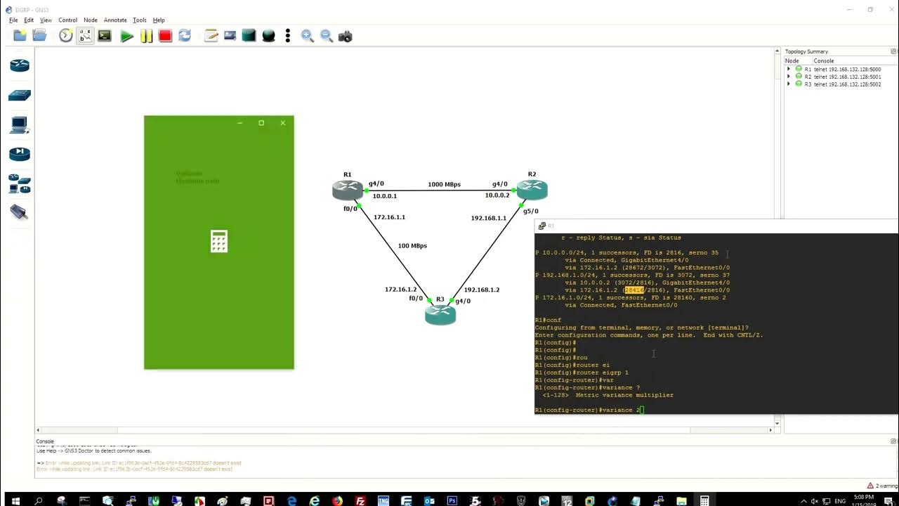 EIGRP unequal cost load balancing - YouTube