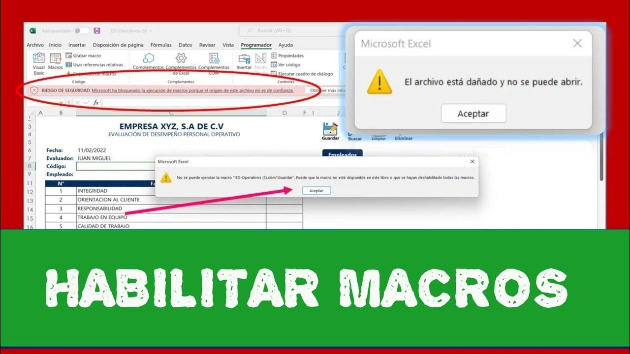 HABILITAR MACRO EN EXCEL - YouTube