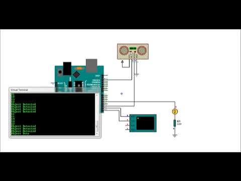 HC SR04 ultrasonic sensor with Arduino Simulation in Proteus - YouTube