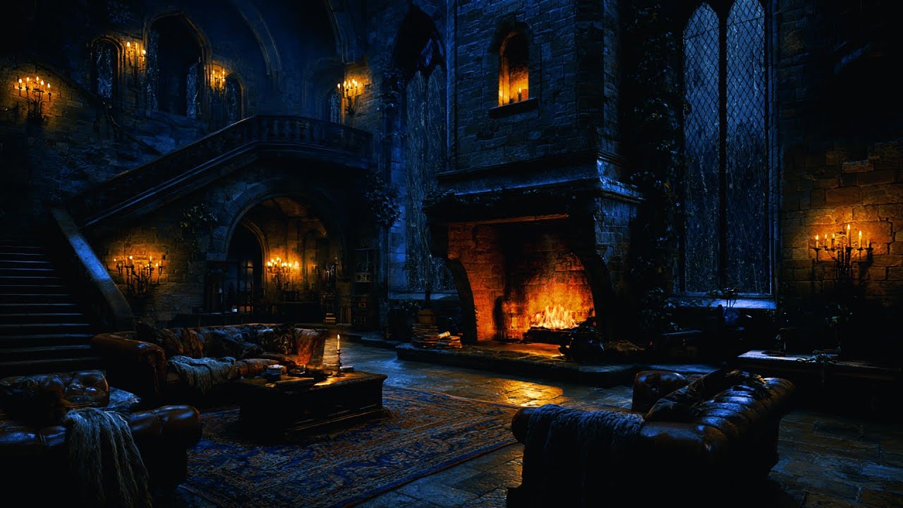 Relaxing Medieval Castle Ambience | Rain and Thunder Sounds for ...
