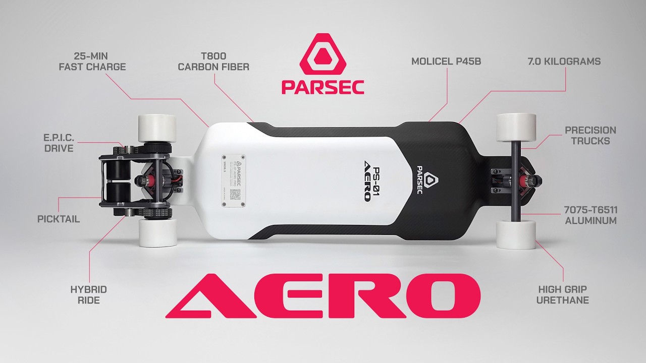 Parsec Aero Pro — Premium Lightweight Electric Skateboard - YouTube
