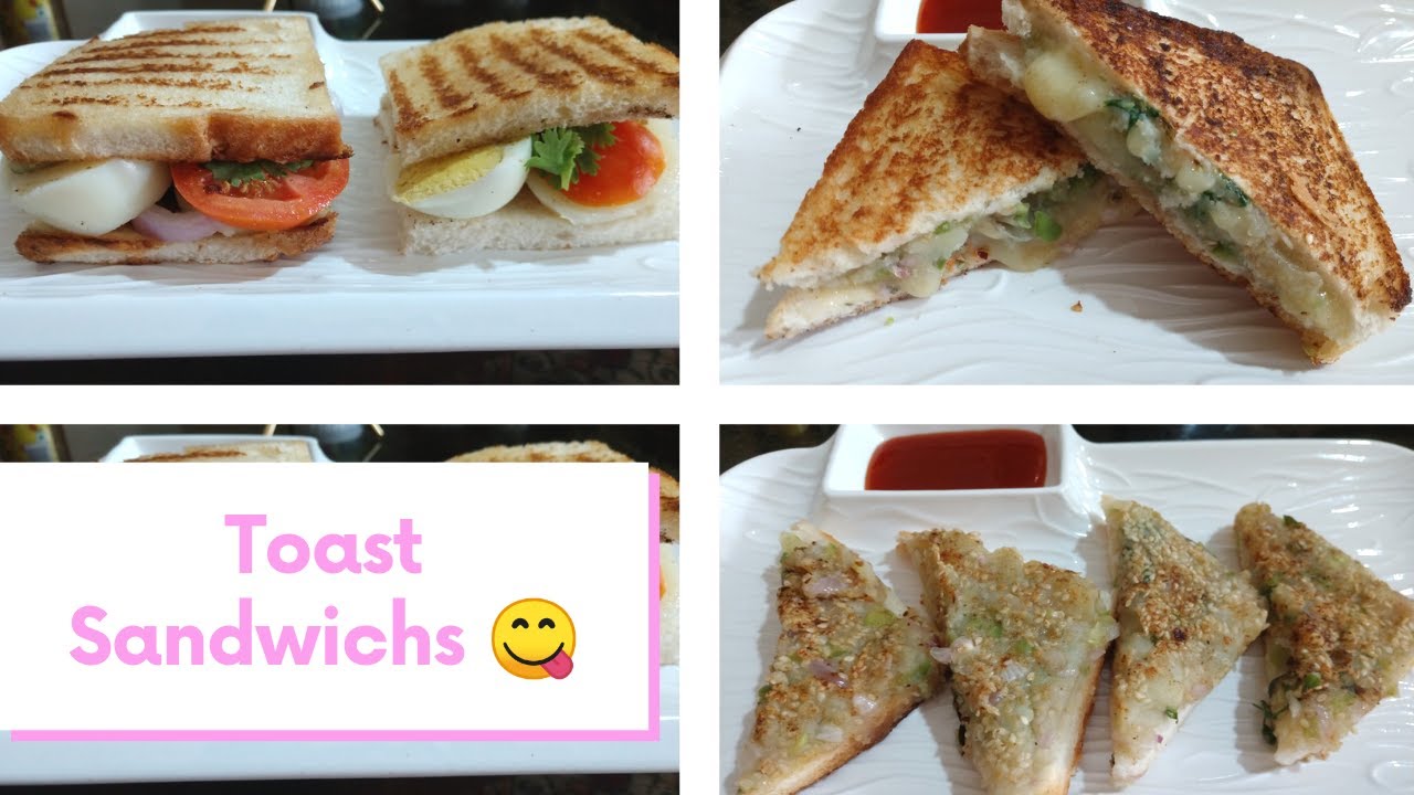 3 Types Of Tawa Toast Sandwichs |Easy Bread Snacks Recipes | - YouTube