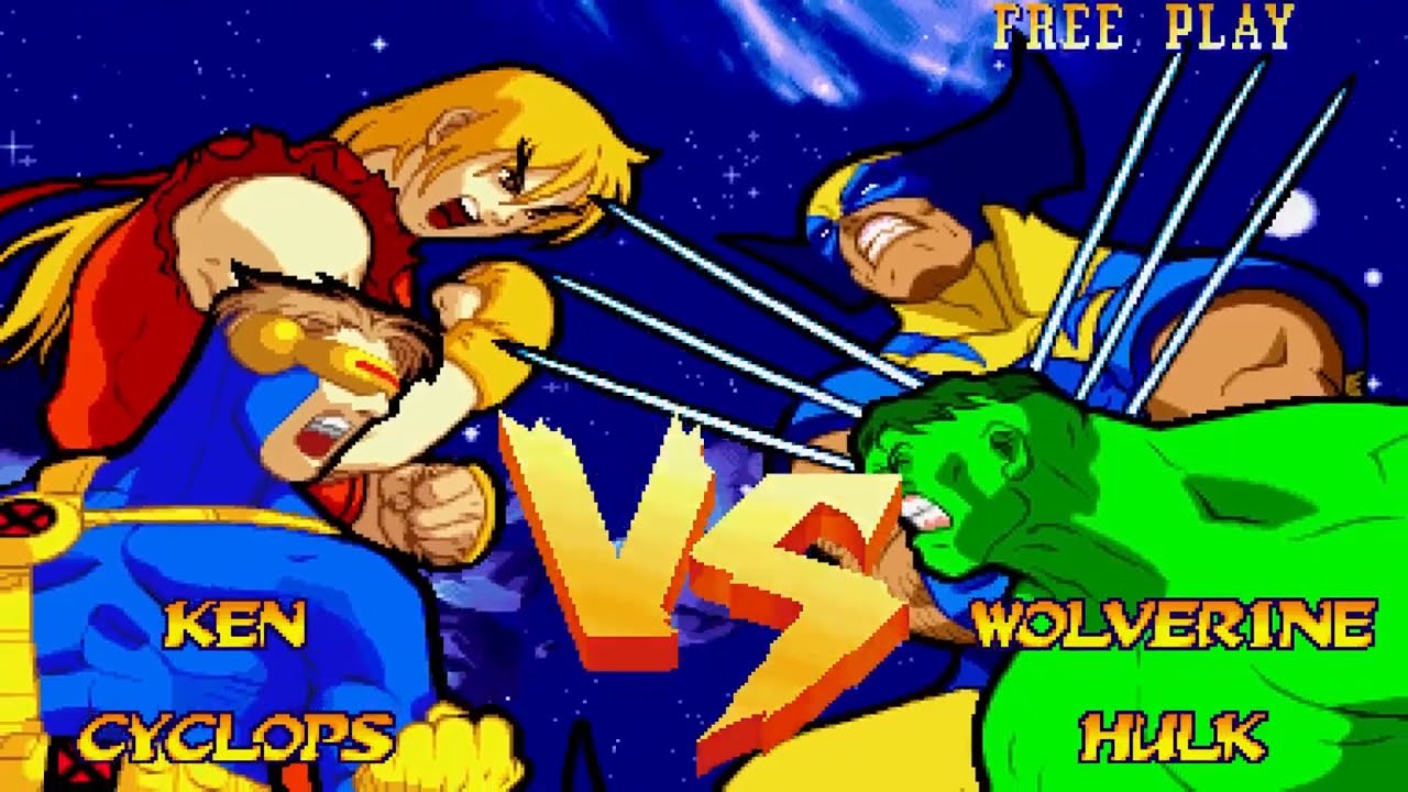 Marvel Super Heroes vs Street Fighter - Ken & Cyclops vs Hulk ...