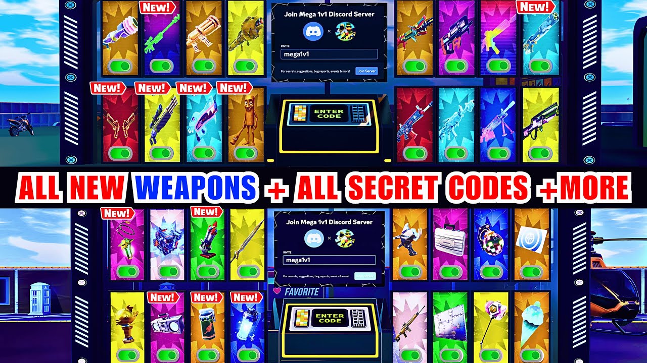 MEGA 1V1 ALL GUNS & VEHICLES | FIND ALL SECRETS CODE LOCATIONS PART 1 ...