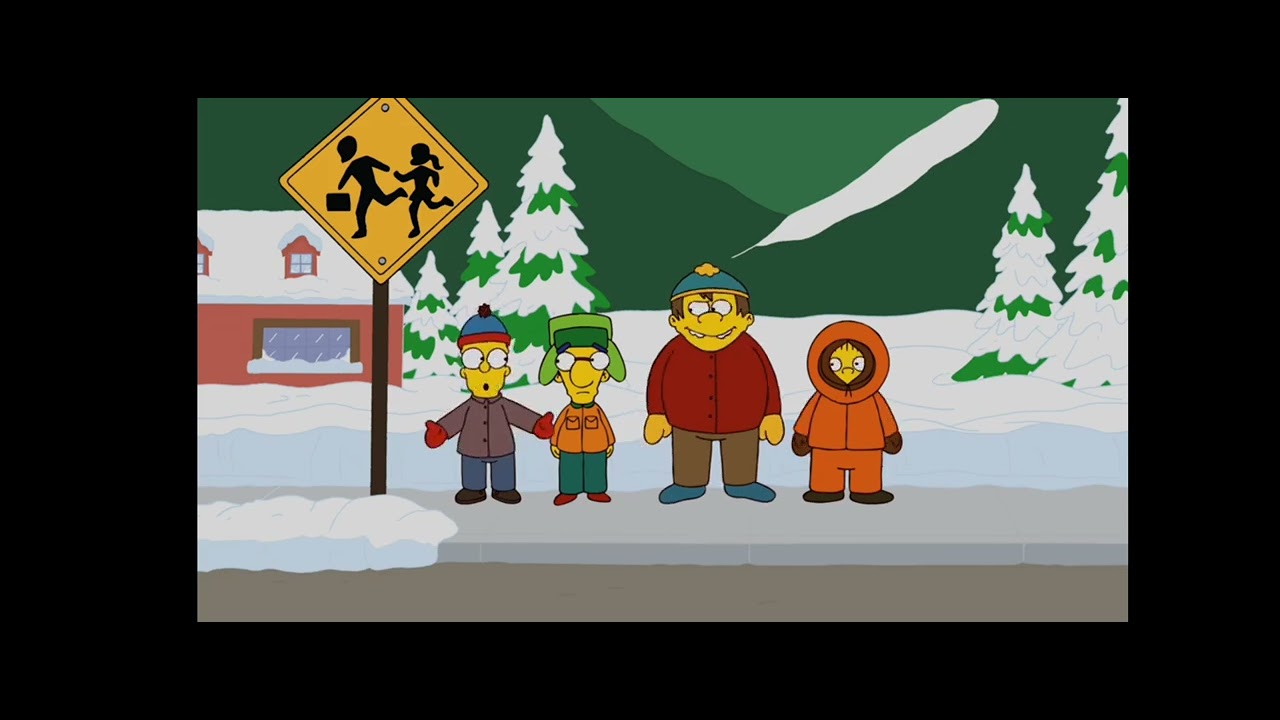 the simpsons South Park bus stop reference HD - YouTube