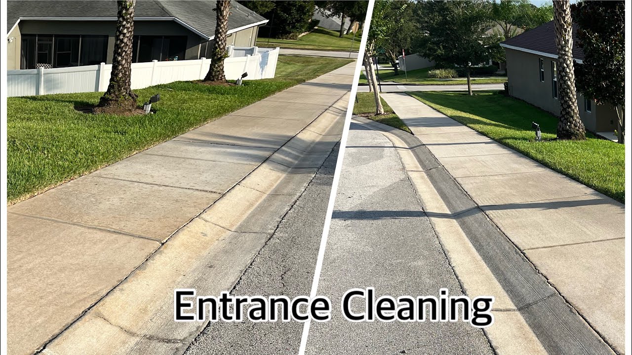 SUBDIVISION SIDEWALK CLEANING & PAVERS CLEANING - YouTube