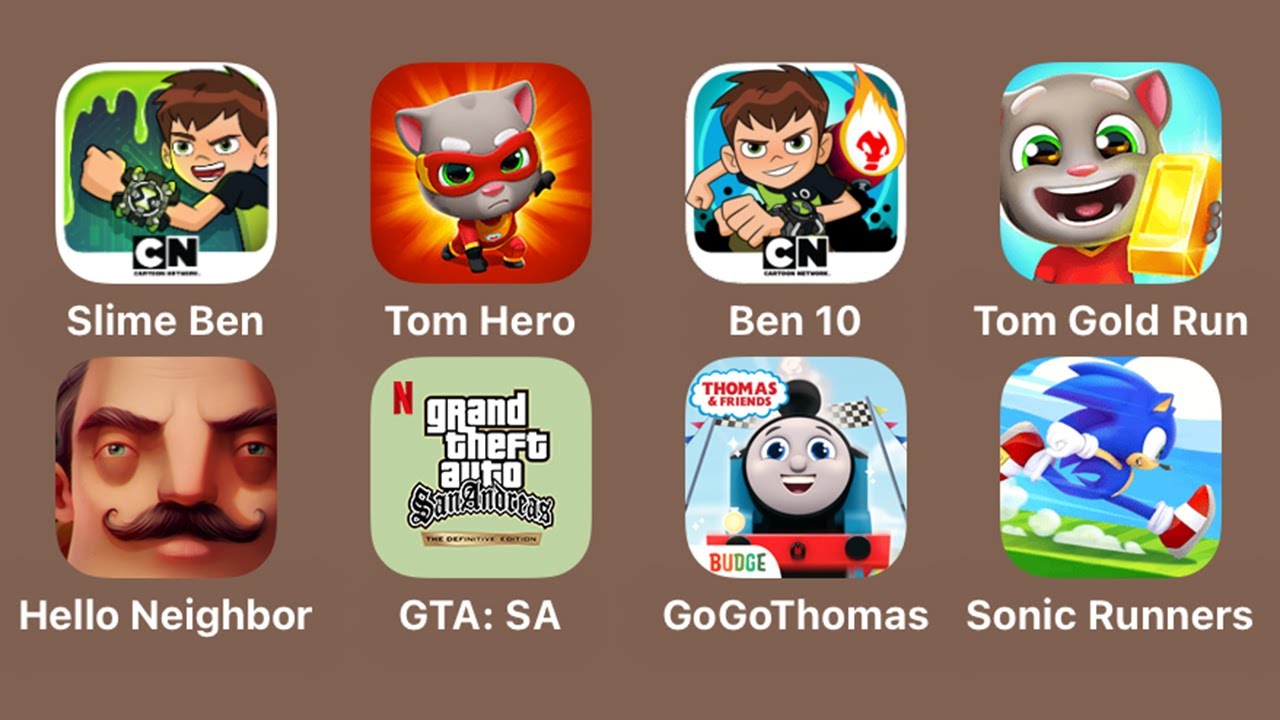Ben 10 Super Slime Ben,Talking Tom Hero Dash,Hello Neighbor,GTA San ...