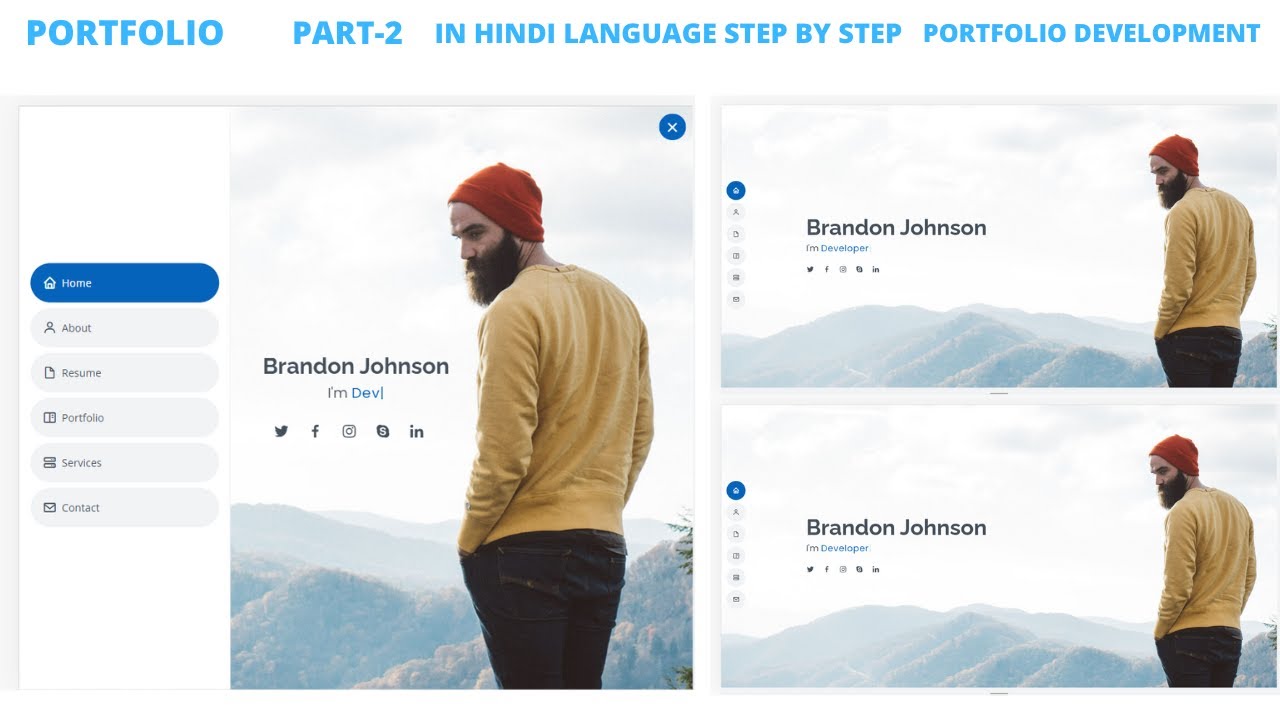 P 2 Complete Responsive Portfolio Development In Hindi Html Css Project Justforcode Youtube 2195