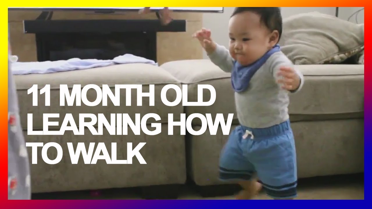BABIES FIRST STEPS! 11 Month Old Infant Baby Learning & Practicing How ...