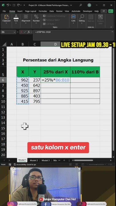 Cara menghitung persentase di excel model pertama #tutorialexcel #excel #exceltips #belajarexcel ...