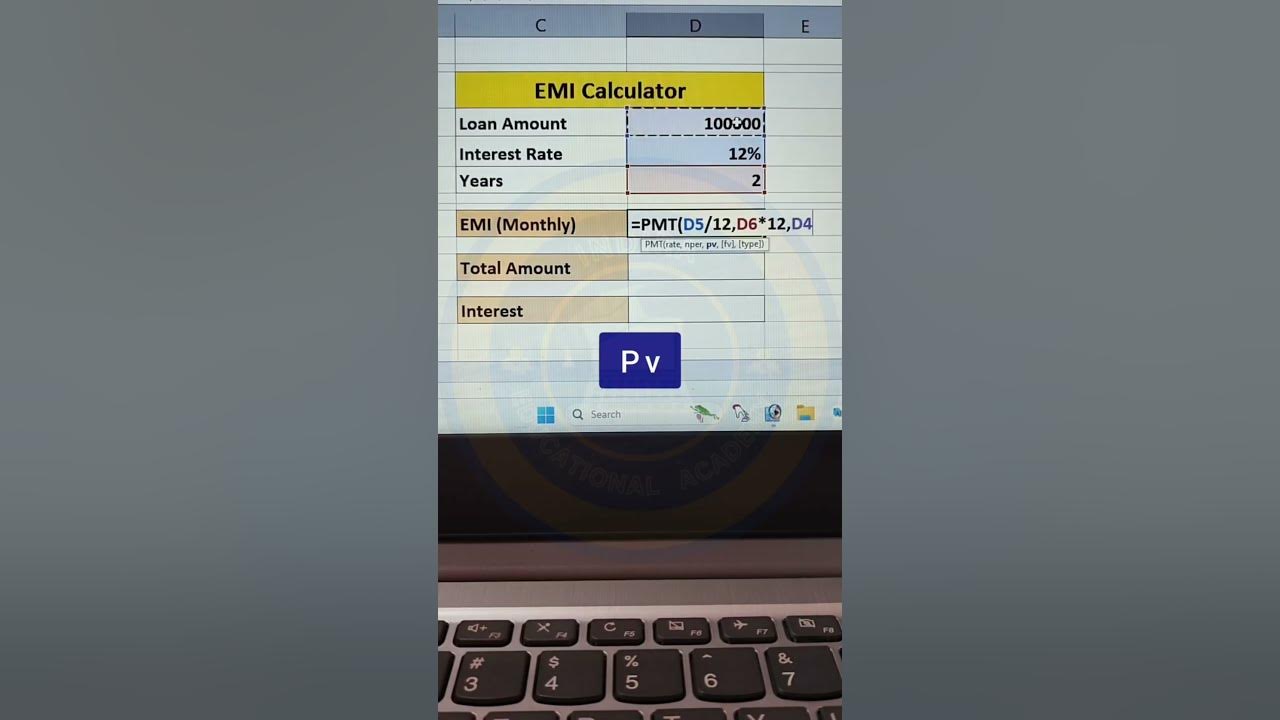 HOW TO CALCULATE EMI IN MS EXCEL #emi #exceltips #calculator #calculation #exceltutorial # ...
