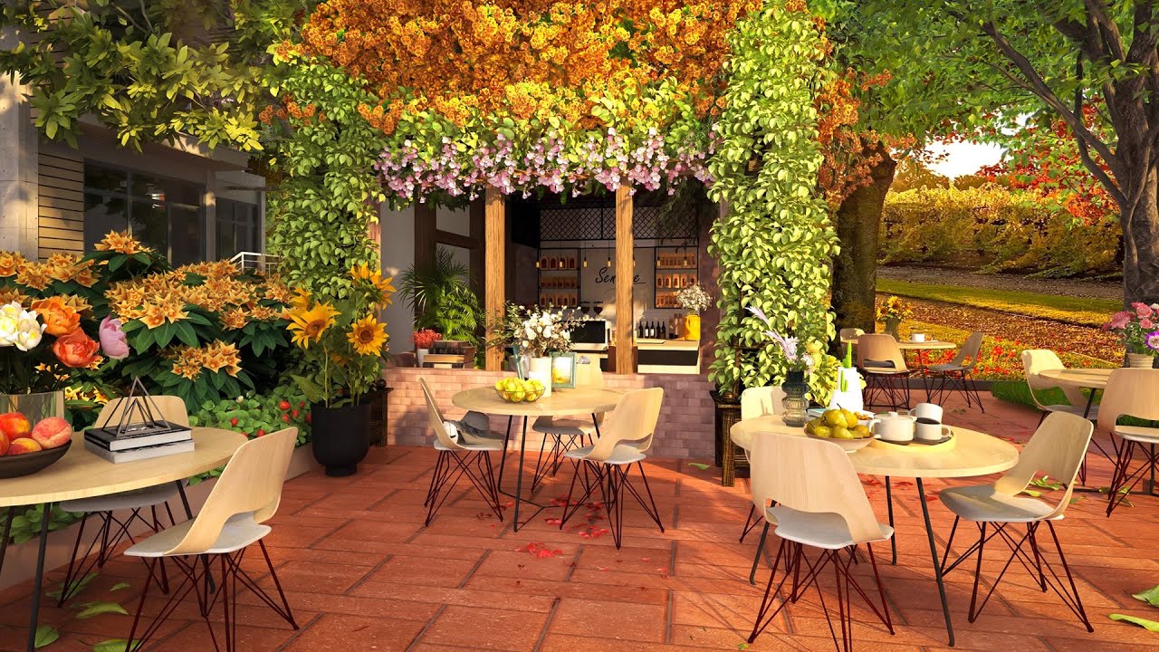 Happy Spring Morning & Positive Piano Jazz Music at Outside Cafe ...