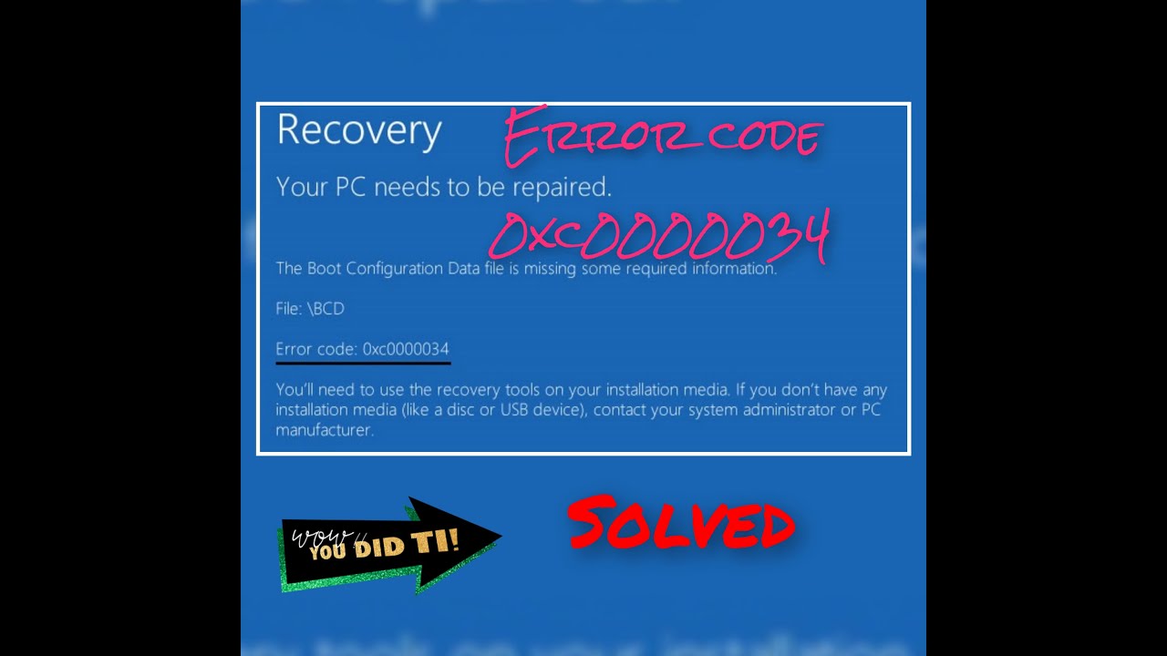 Fix Error code 0xc0000034 /Tagalog tutorial #fixerror #repairing - YouTube