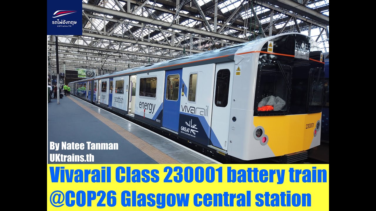 Vivarail Class 230001 3-car Battery EMU @COP26 Glasgow central station ...