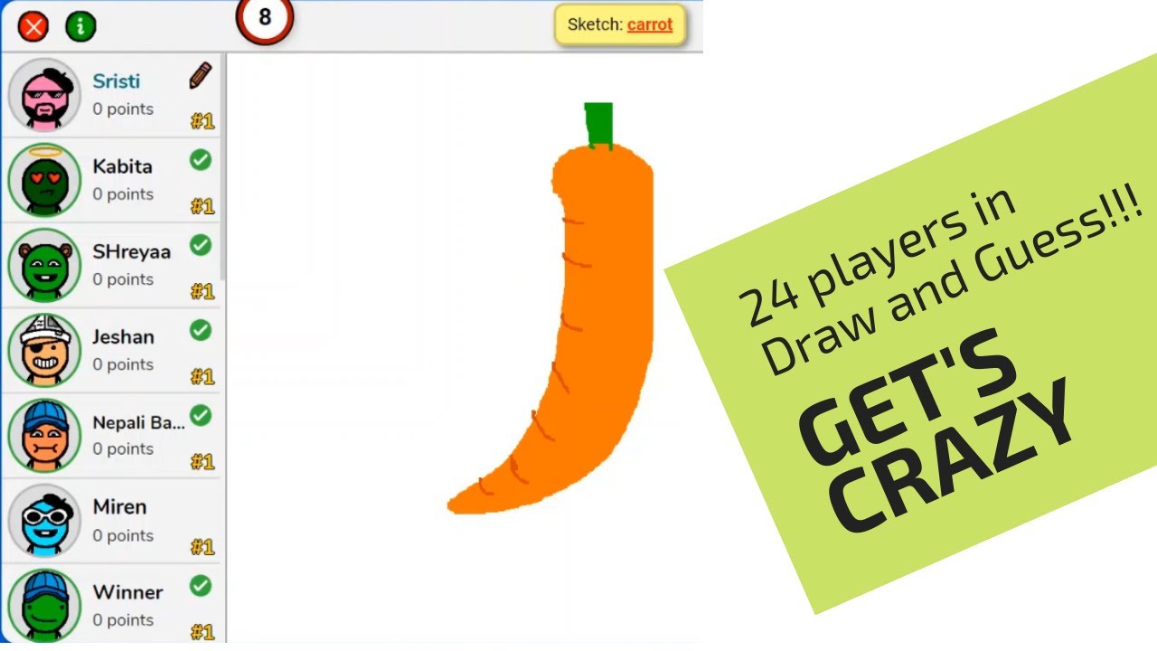 Draw and Guess Game (24 players) - YouTube