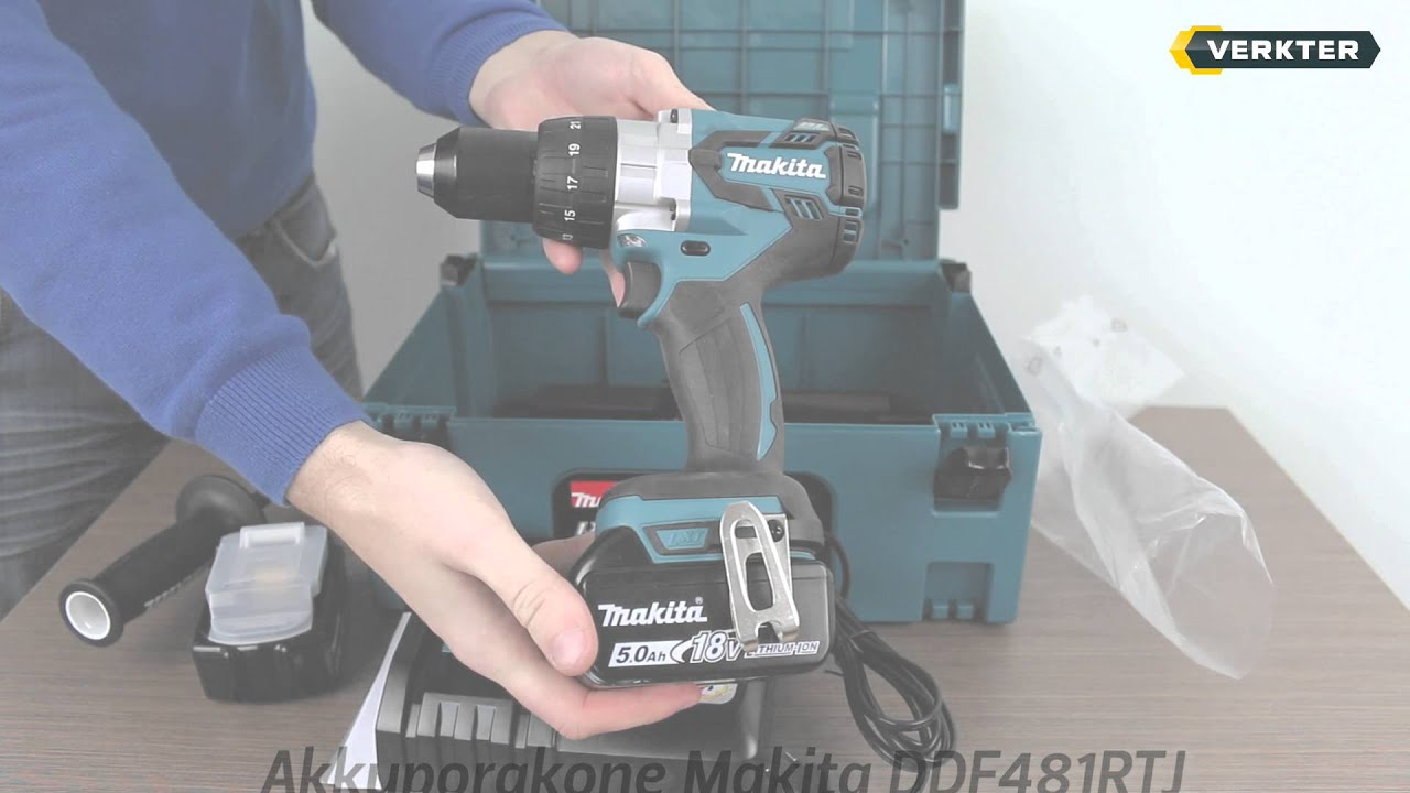 Akkuporakone Makita DDF481RTJ - 18 V + Jääkaira pilkkimiseen - YouTube