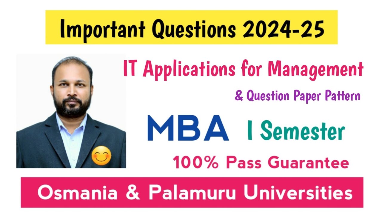 IT Applications for Management Important Questions 2024-25 MBA I Semester 1st Sem Imp OU PU ...