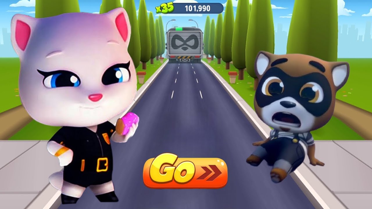 Talking Tom Gold Run - Agent Angela X Raccoon Boss Fight | Funny Race ...