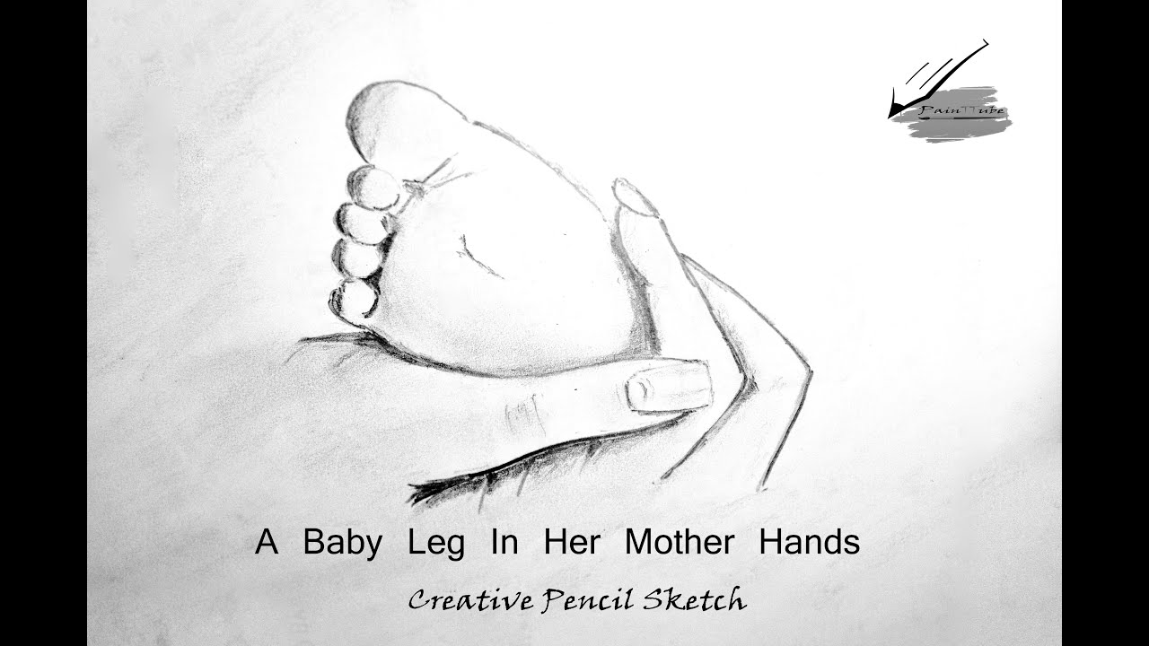 Draw a baby leg in her mother hands - YouTube
