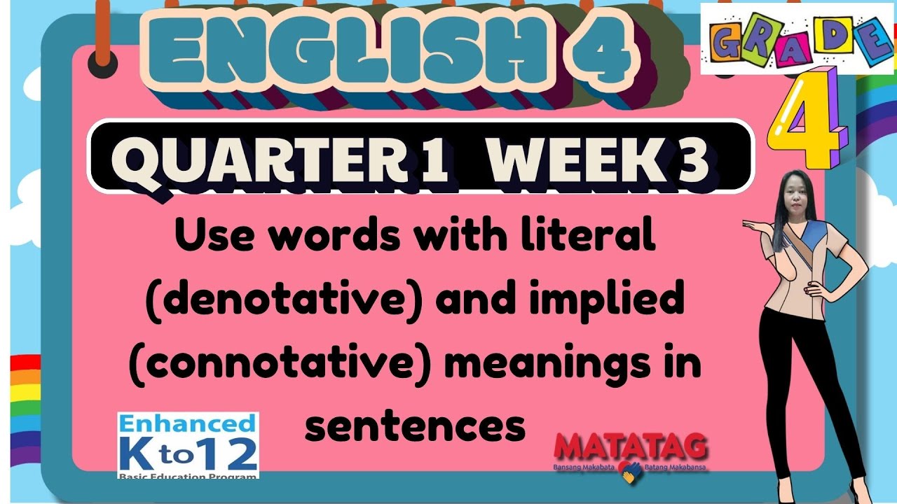 GRADE 4 ENGLISH 4 QUARTER 1 WEEK 3 // USE WORDS WITH LITERAL AND ...