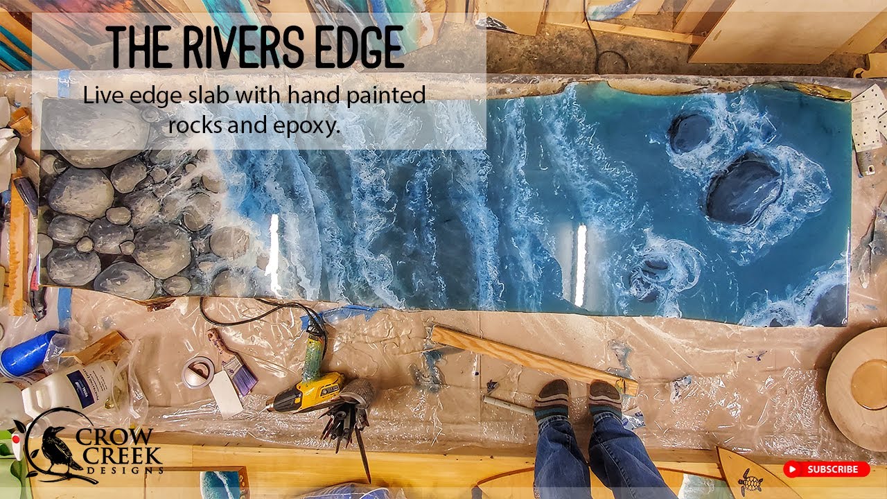 The Rivers Edge: Custom Epoxy counter top with painted rocks. - YouTube
