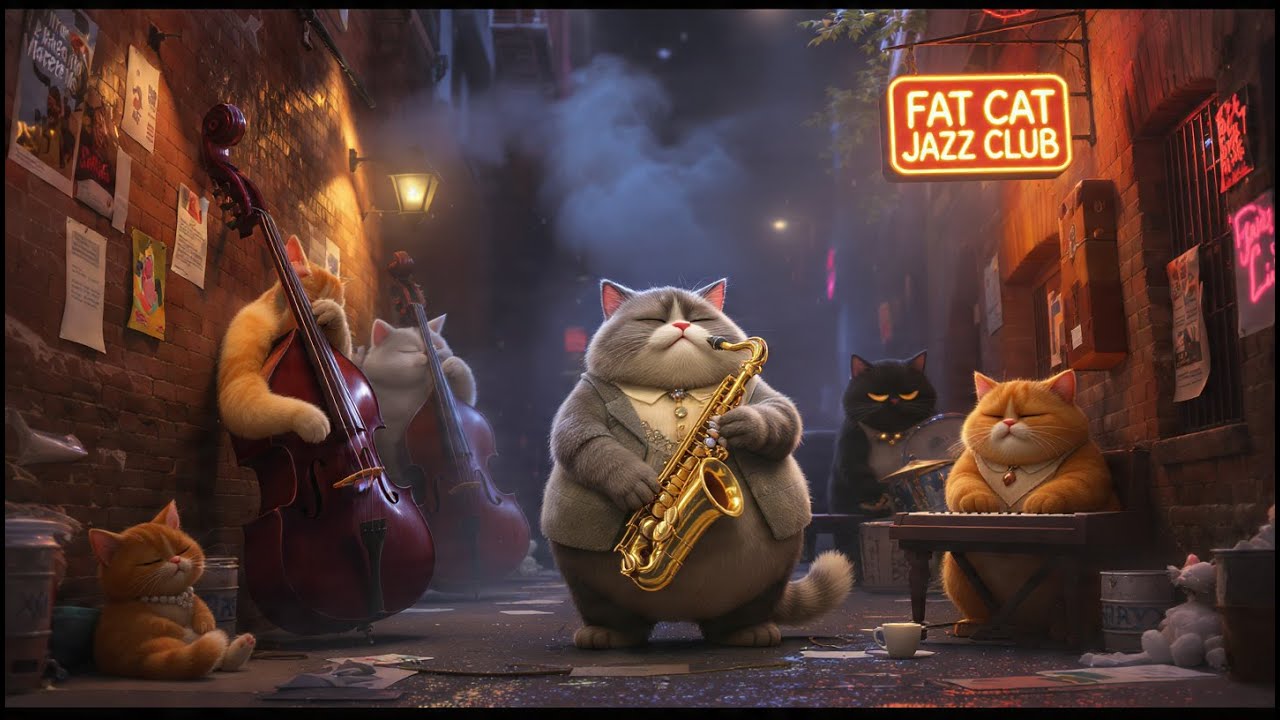 Fat Cat Jazz Club – Obese Cats Playing Relaxing Jazz for 1 hour - YouTube