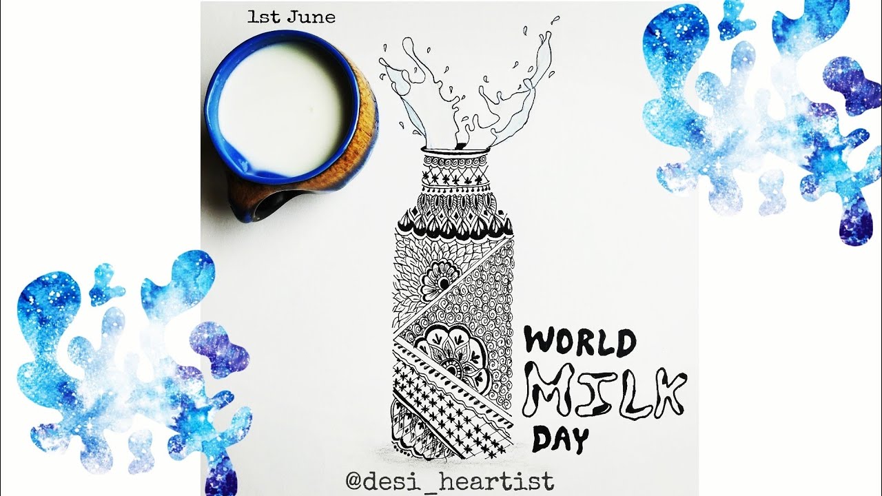 World Milk Day 2020| World Milk Day Drawing| Satisfying Art Design| By ...