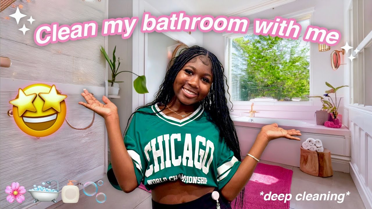 CLEAN MY BATHROOM WITH ME - YouTube