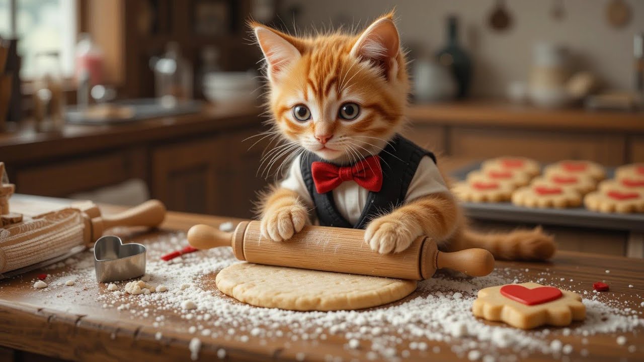 Tiny Cat's: Cat baking bread! | #cat #kitten #valentine #cute #love ...