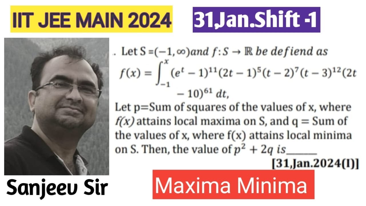 Jee main 31 January 24 Shift 1 local Maxima /local Minima /Definite ...