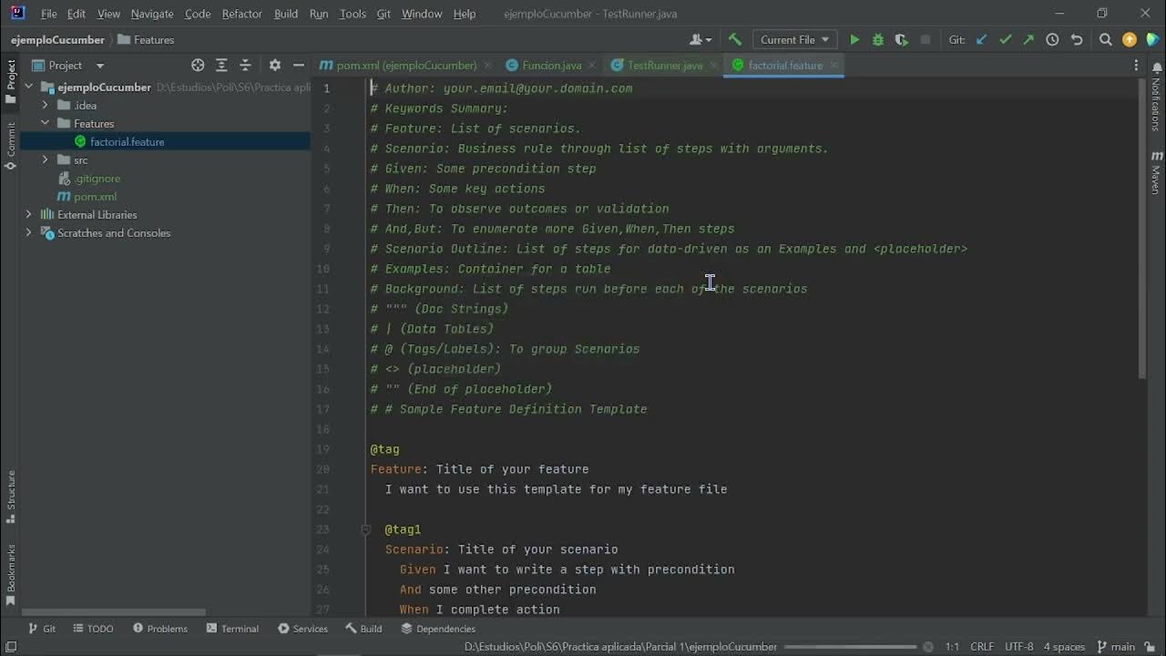 Ejercicio introducción a Cucumber con Java IntelliJ IDE | Parcial 1 ...