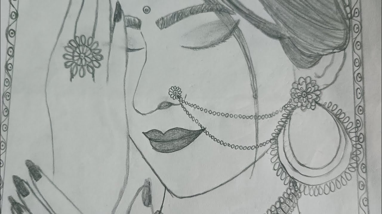 How to draw a beautiful married bride / pencil sketch drawing - YouTube