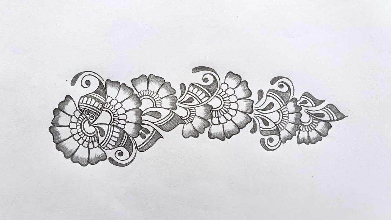 mehndi design pencil drawing - YouTube