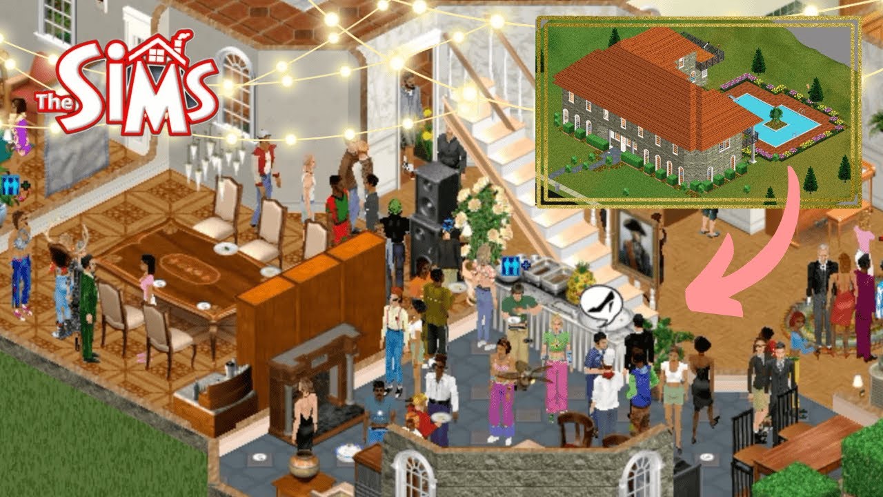 Throwing an epic NYE party in the Sims 1 Original Mansion - YouTube