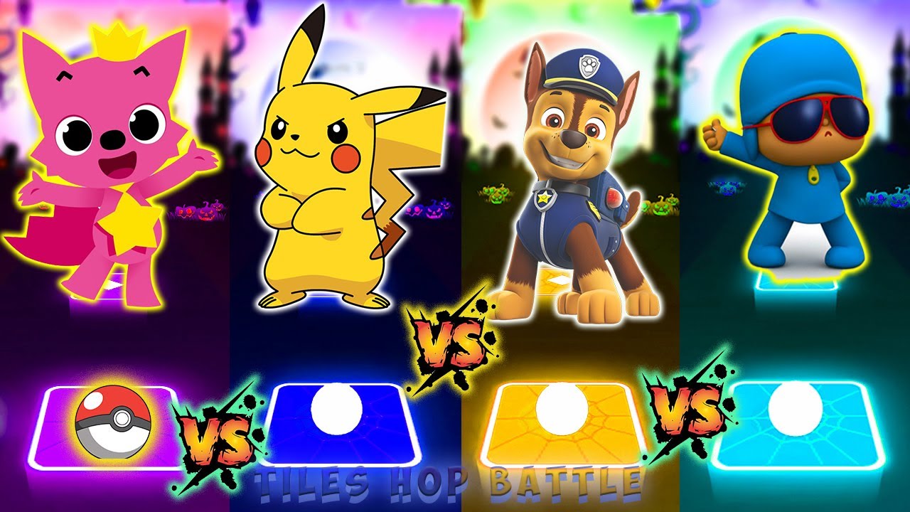 POCOYO ️ POW PATROL ️ PICACHU POKEMON ️ PINKFONG FUNNY TILES HOP - YouTube