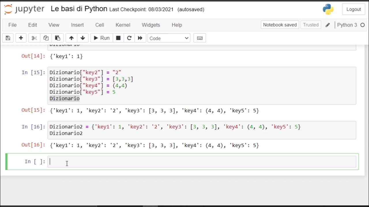 15. I DIZIONARI in Python (Corso BASE COMPLETO Python 2021 ITA) - YouTube