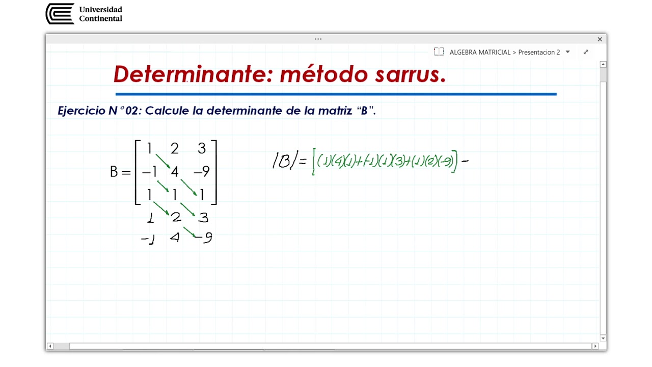 Determinanates de una matríz: Método Sarrus - 2 - YouTube