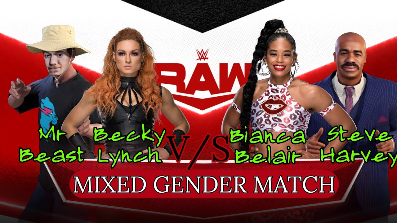 WWE 2K22 Mixed Gender Match: Becky Lynch & Mr. Beast vs Bianca Belair ...