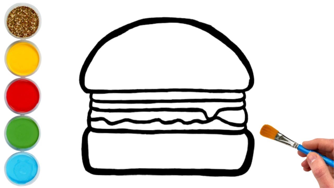 Burger Drawing, Painting and Coloring For Kids and Toddlers | Let's ...