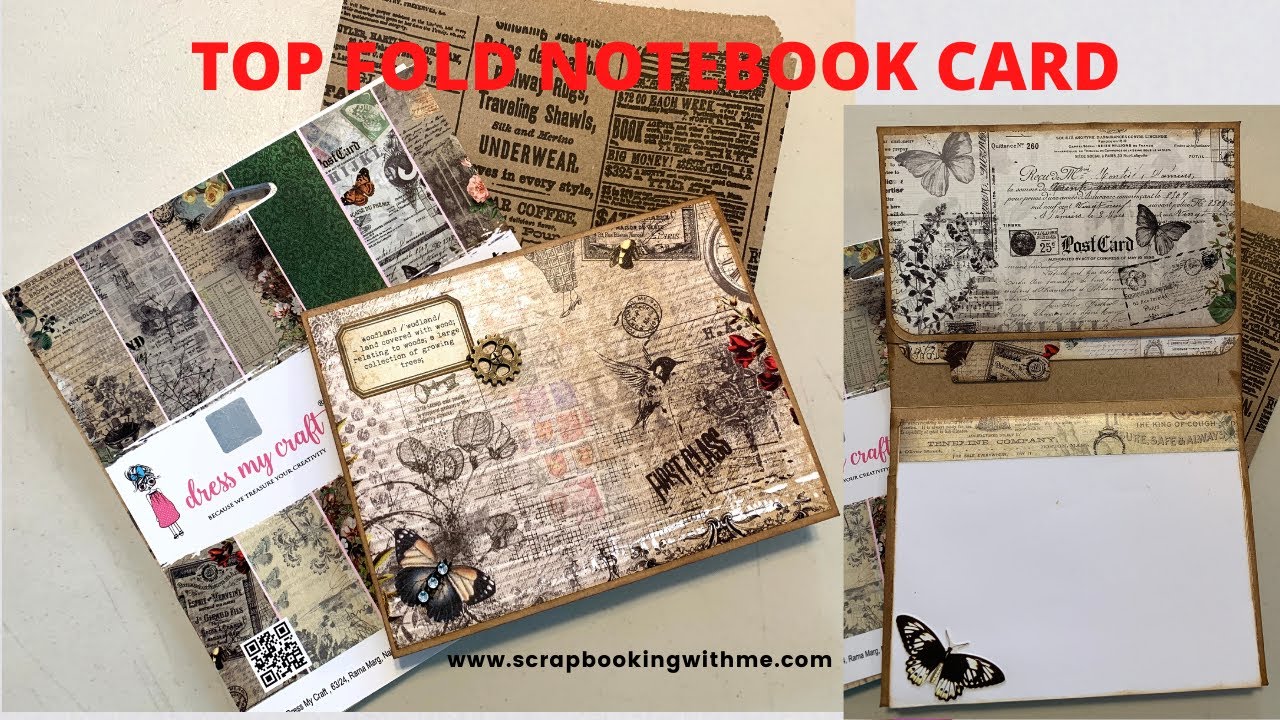 TOP FOLD NOTEBOOK CARD ~ USING ITEMS FROM APRIL E KIT - YouTube