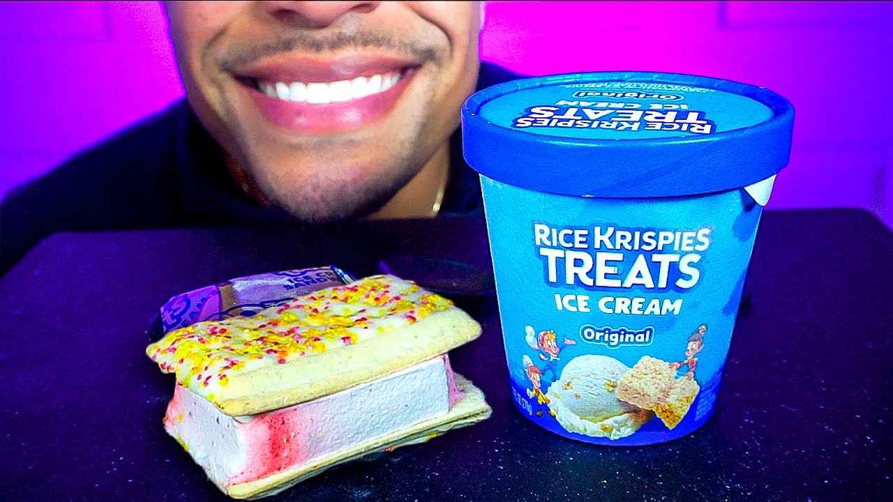 ASMR POP TARTS RICE KRISPIES TREATS ICE CREAM SANDWICH CRUNCHY EATING ...