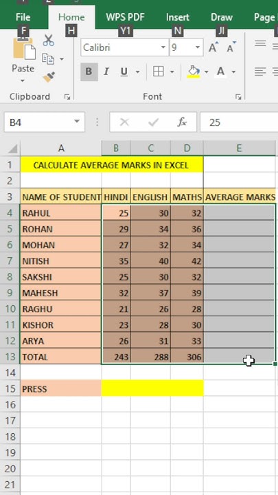 |Calculate Average Marks In Excel|Excel में Average Calculate कैसे करें ...